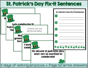 St. Patrick's Day ELA - Upper Elementary Writing Activities - Inside ...