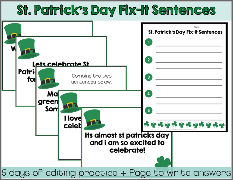 St. Patrick's Day ELA - Upper Elementary Writing Activities - Inside ...