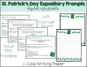 St. Patrick's Day ELA - Upper Elementary Writing Activities - Inside ...
